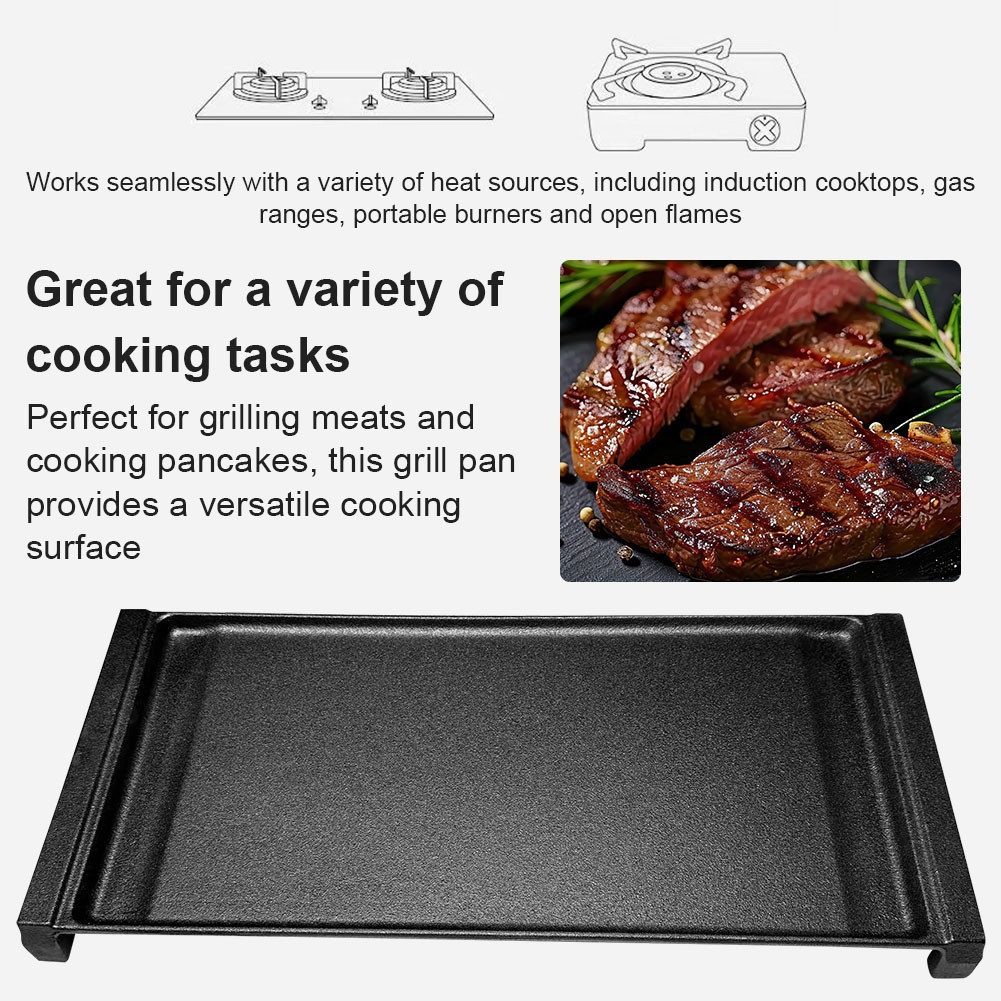 19.3 X 9.1inches Cast Iron Griddle Pan Rectangular Pancake Griddle with ...