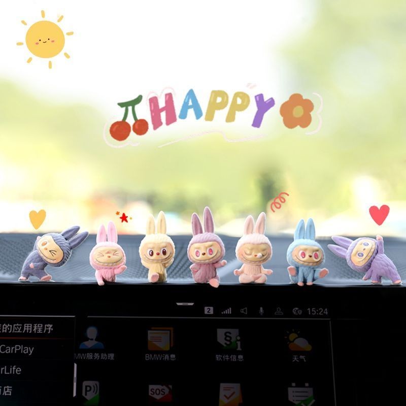 Cute LABUBU Ornaments Car Display Center Console Car Cartoon Decoration ...