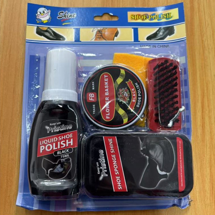 5IN1 Wax Cream& Liquid Shoe Polish Set Black Shoe Shiner For Leather ...