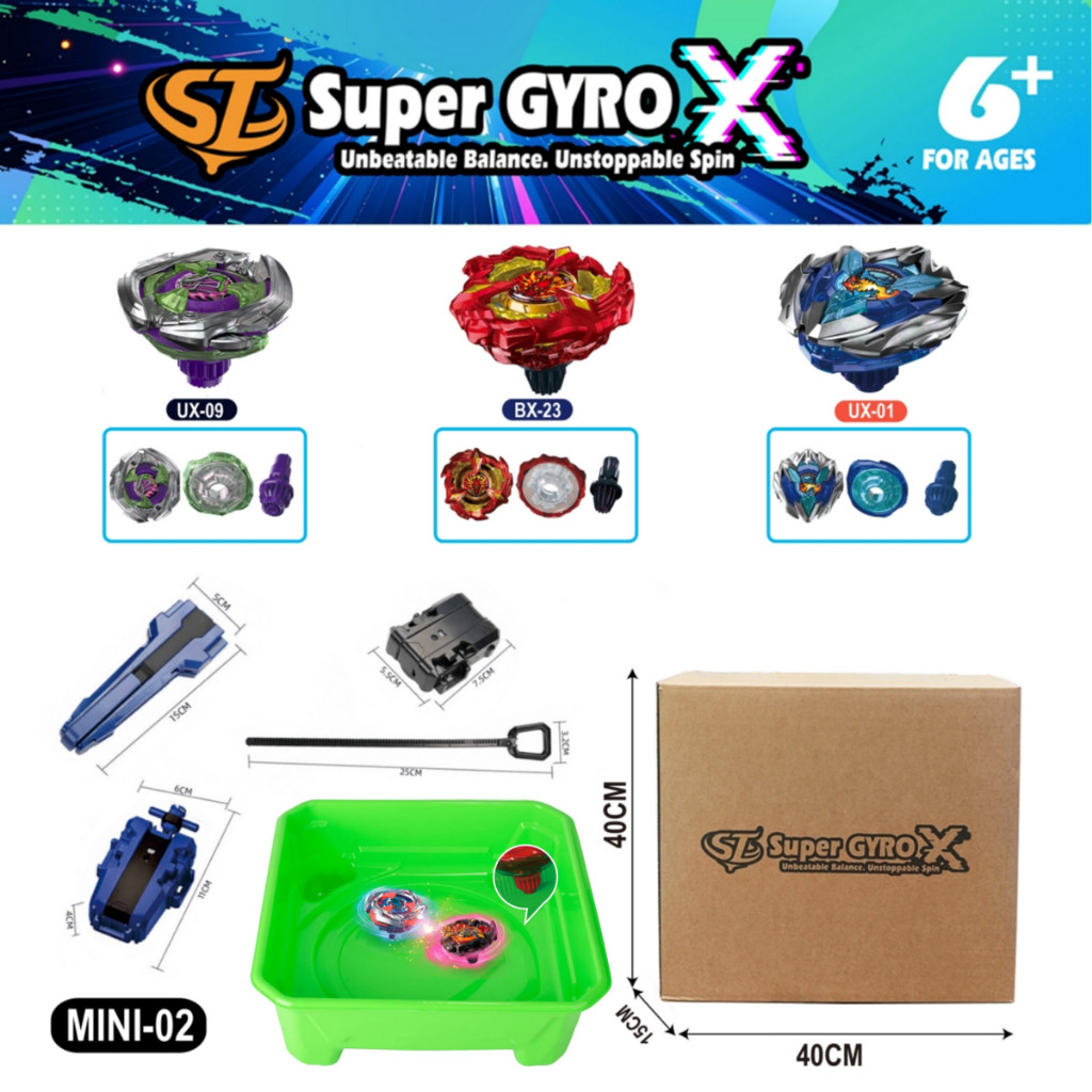 [New Set] Super GYRO X 3 Metal Spinning Top With Race Track Battle Toys ...