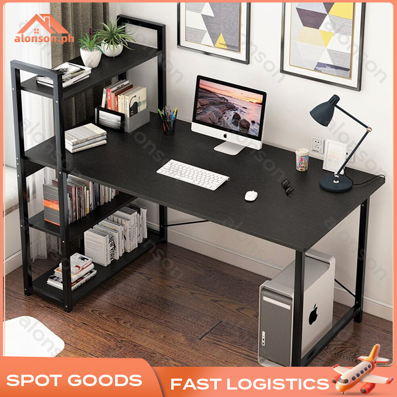 Computer Table Study Office Desk Table Study Desk 4 Tier Bookshelves Work Office table With ...