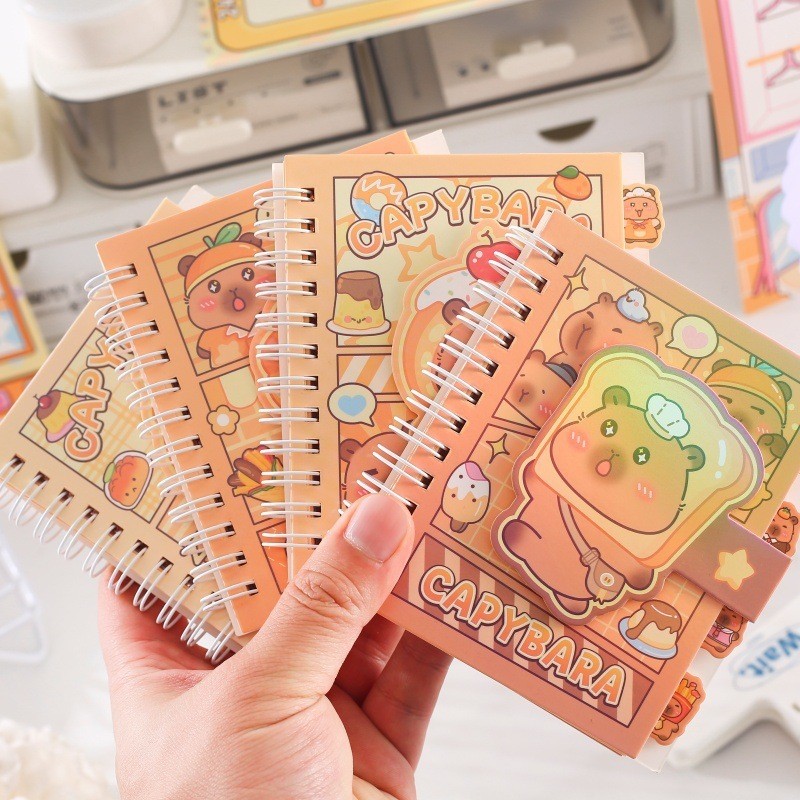 1/4Pcs Portable Kawaii Coil Notebook Cartoon Capybara Journal Mini ...