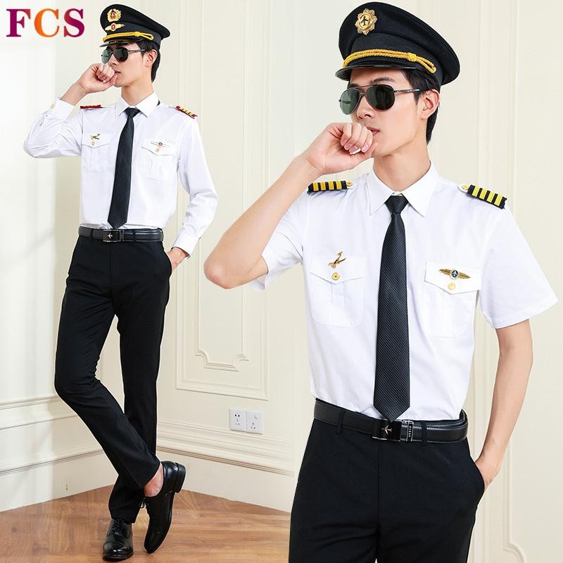 Men Performance Costume Captain Uniform Male Air Pilot Airlines Uniform ...