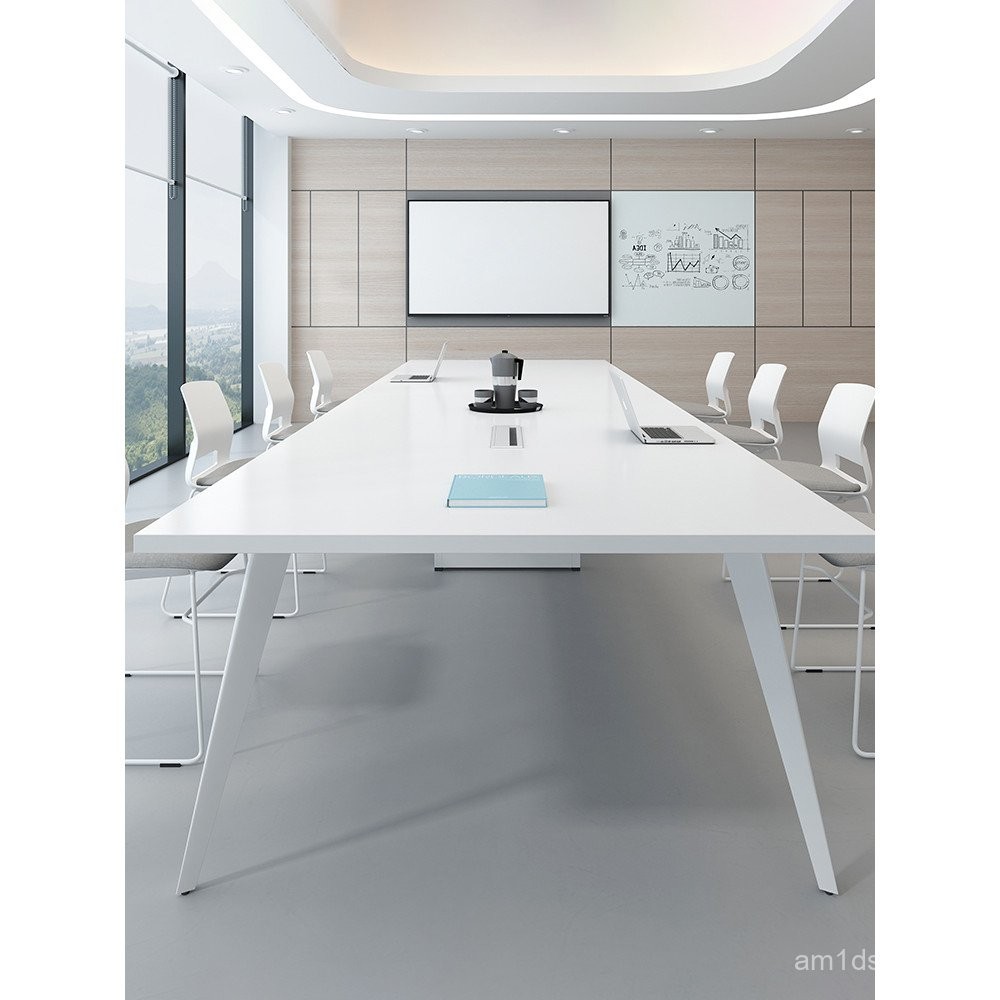 Conference Table Simple Modern Office Desk and Chair Set White Training ...