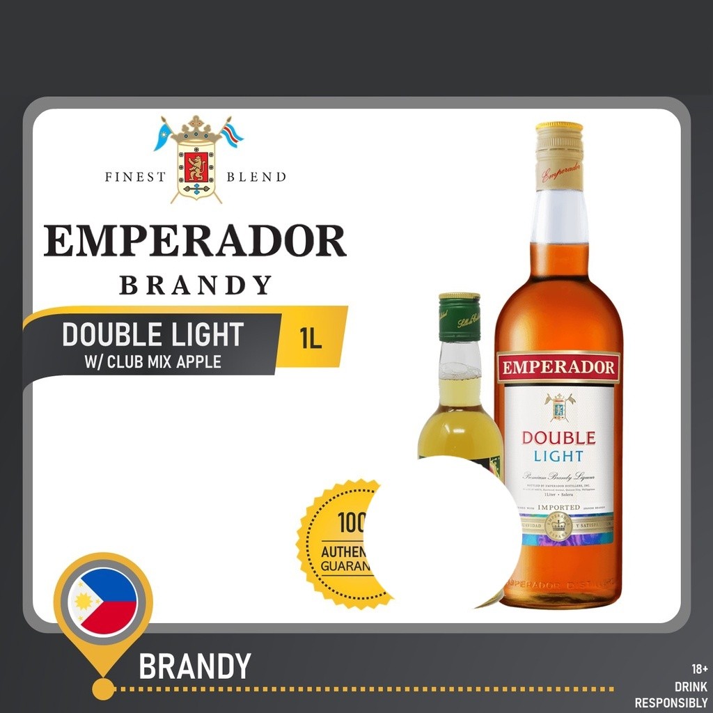 Emperador Double Light 1L + Club Mix Apple 350mL Bundle Promo | Shopee ...