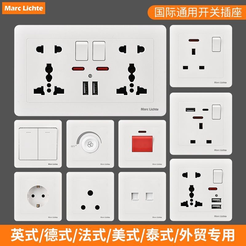 13A British Style Three-Hole Socket with Switch, Concealed Multi ...