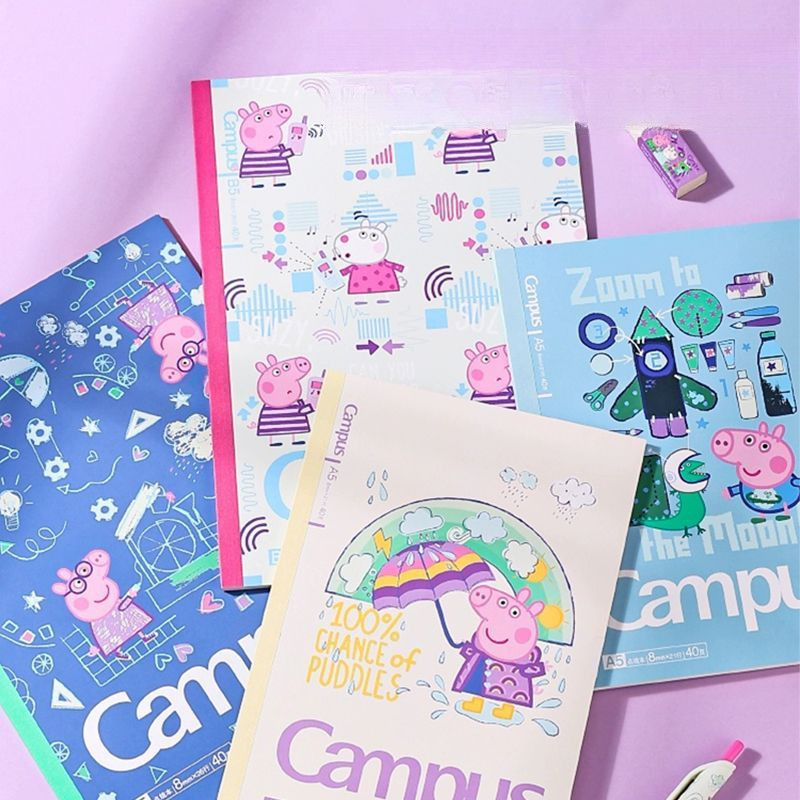 Peppa pig cartoon character notebook for kids Wireless bound student ...