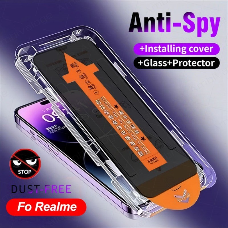 One-click Privacy Tempered Glass For Realme 5 6 7 8 9 10 11 12 13 14 5i 6i 7i 8i 9i C3 C11 C12 ...