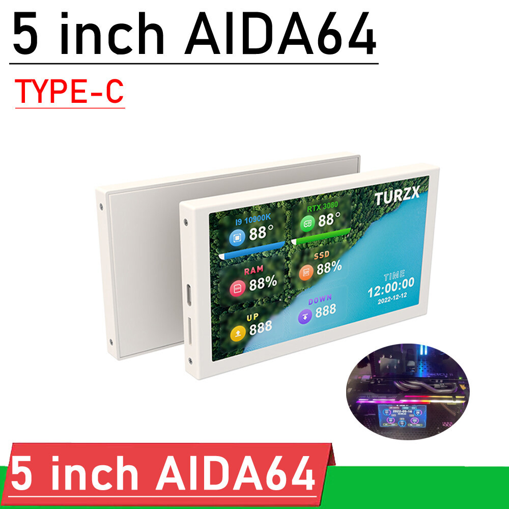 5 Inch IPS LCD Monitor Display USB TYPE-C AIDA64 Chassis Secondary Screen Display Sub-Screen FOR ...