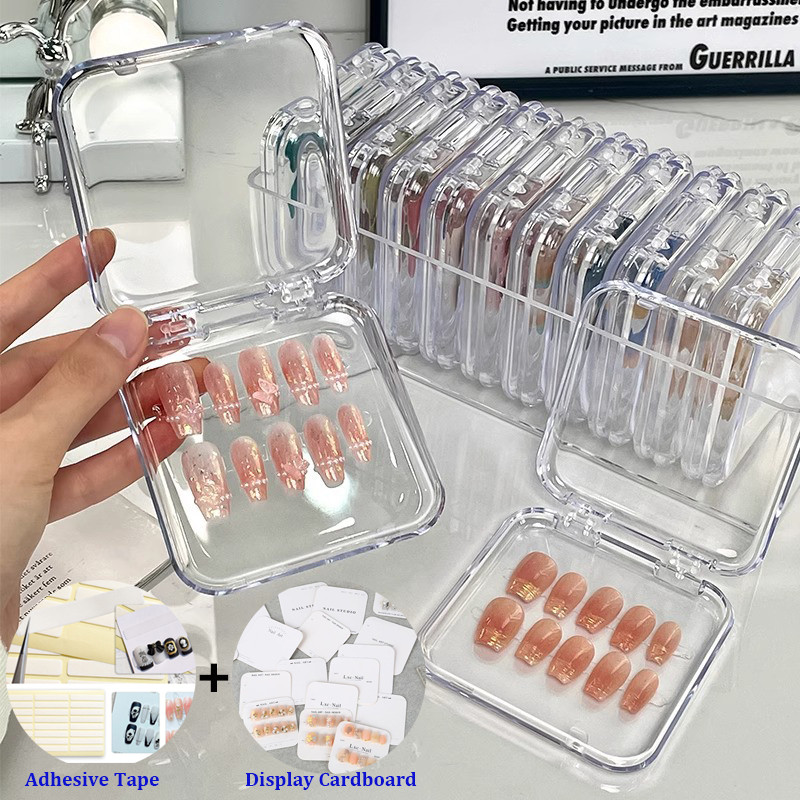 54pcs Fake Nails Display Double Sided Adhesive Tape Glue Sticker with ...