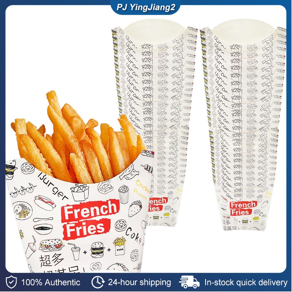 50Pcs Disposable French Fries Holder Kid's Snack Containers Red Stripes ...