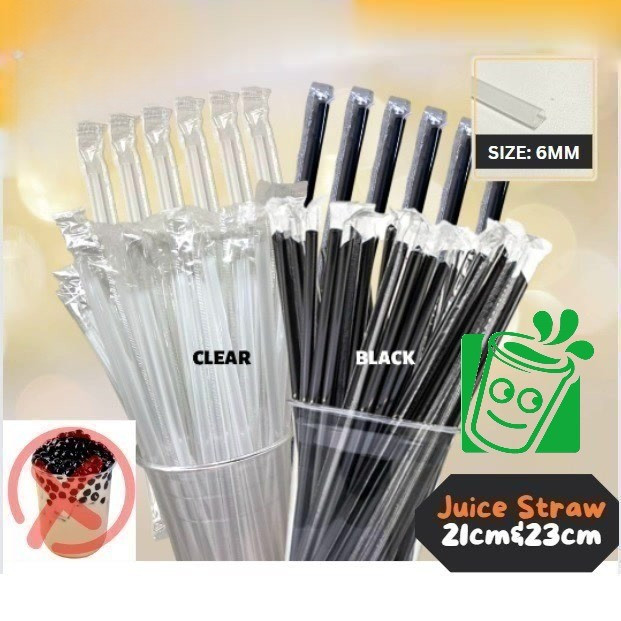 100pcs Individually Pack Juice Straw Thin Straw Slim Pointed Hard Straw ...