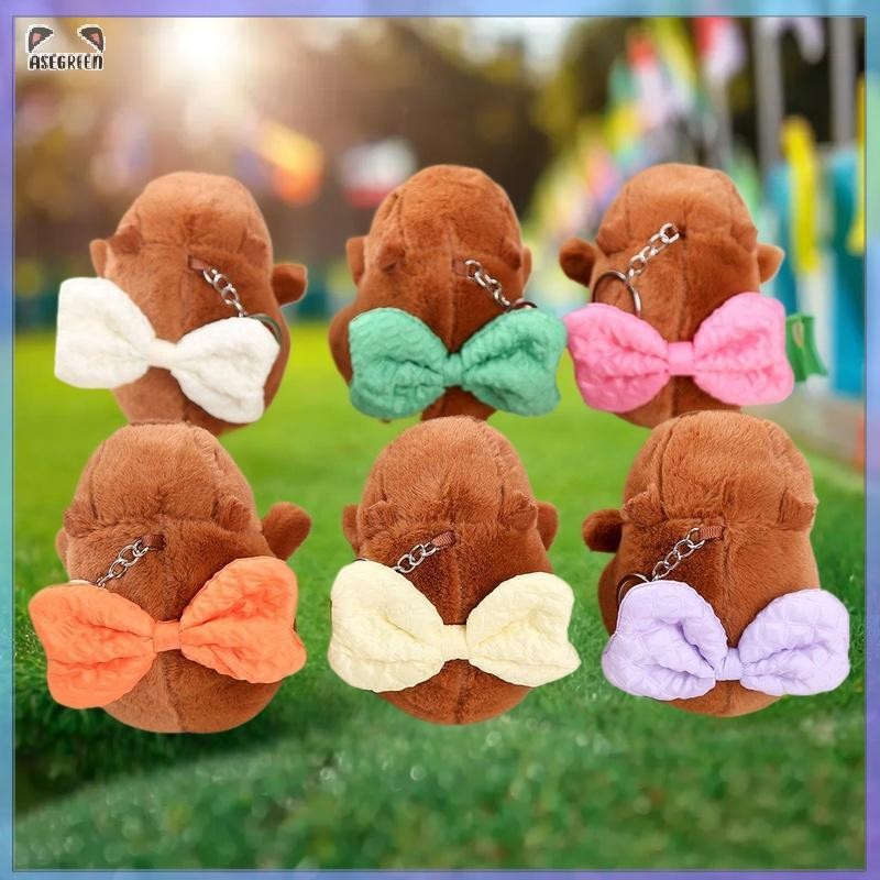 Asegreen Cute Cartoon Capybara Plush Pendant Creative Kawaii Bow ...