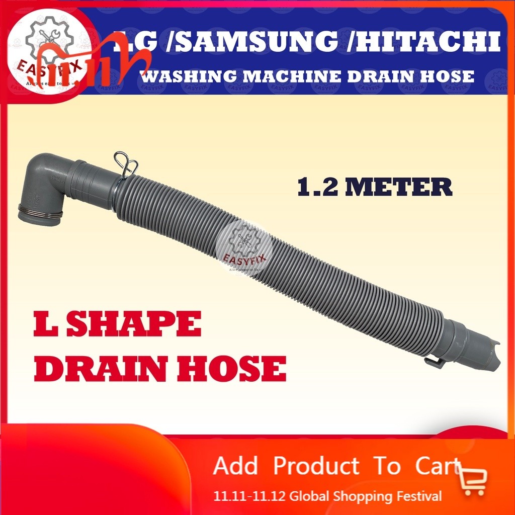 LAZAZ (1.2m , L Shape) LG / SAMSUNG Washing Machine Outlet Drain Hose ...