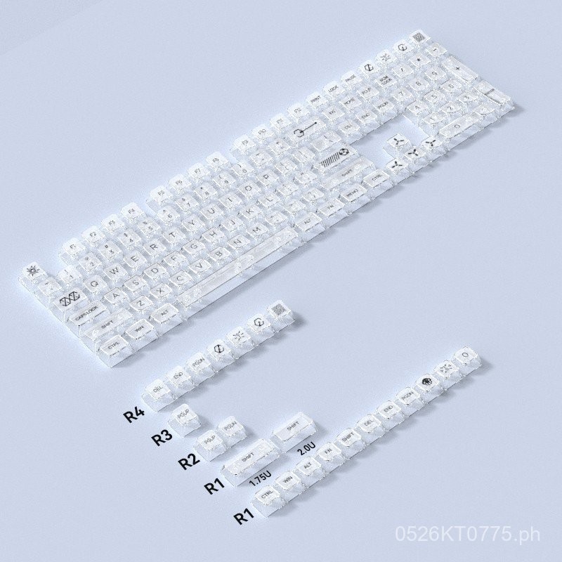 Black Transparent Crystal Desk Mat Full Transparent White Keycap ...