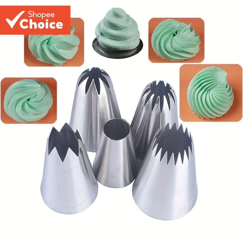Large Decorating Nozzle 5-Piece Set Combination Stainless Steel Baking ...