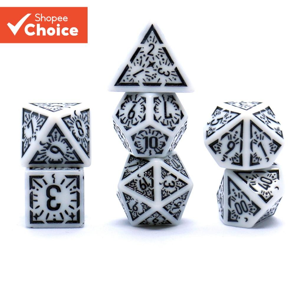 Classical Rune Relief Board Game Set TRPG Dice 7PCS Polyhedral Table Game Dice | Shopee Philippines