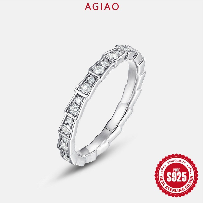 AGIAO Luxury Snake Shape Ring Full Diamond Snake Bone Shape 18K ...