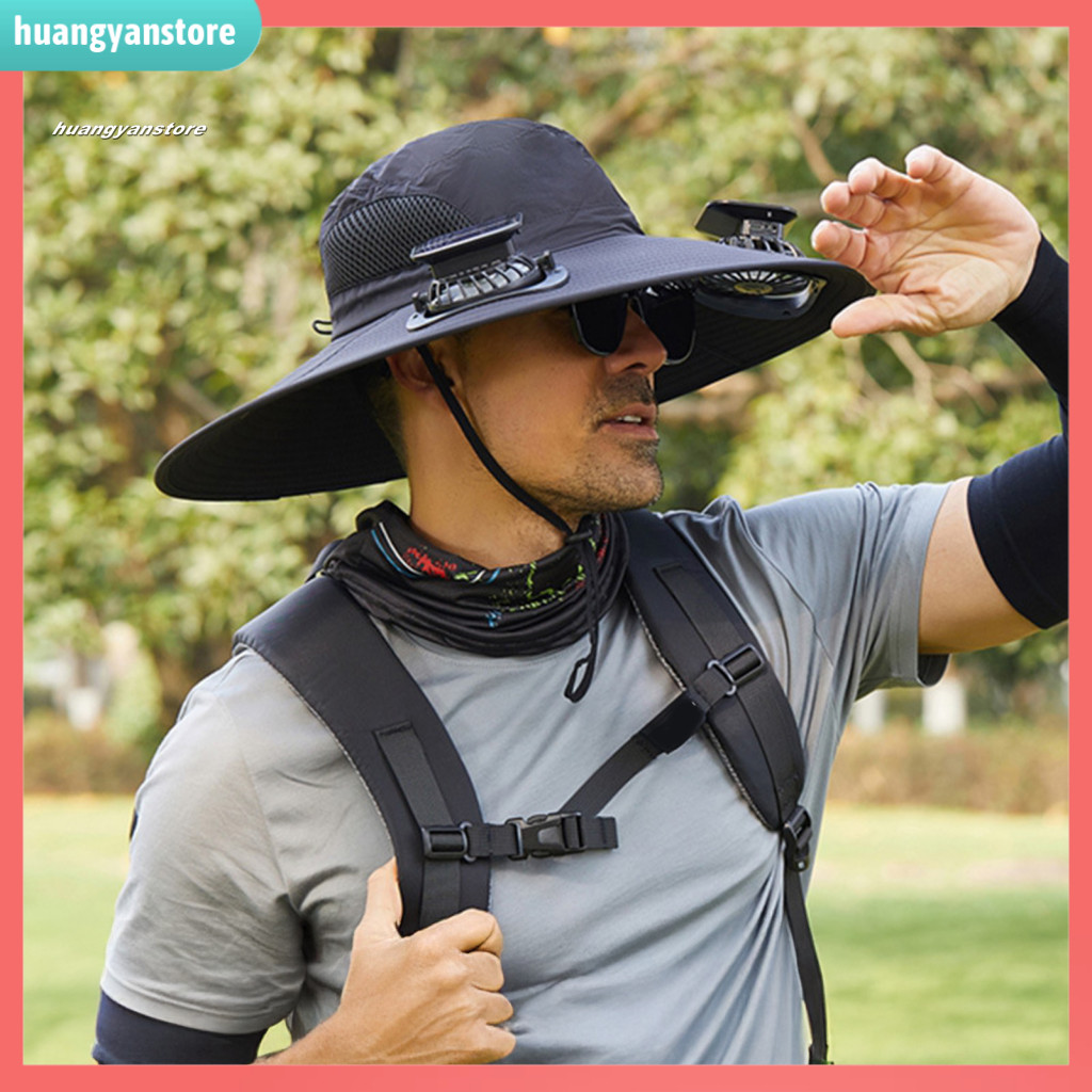 HY Portable Solar Fan Hat Solar Fan Hat Men's Sun Hat with Built-in Fan ...