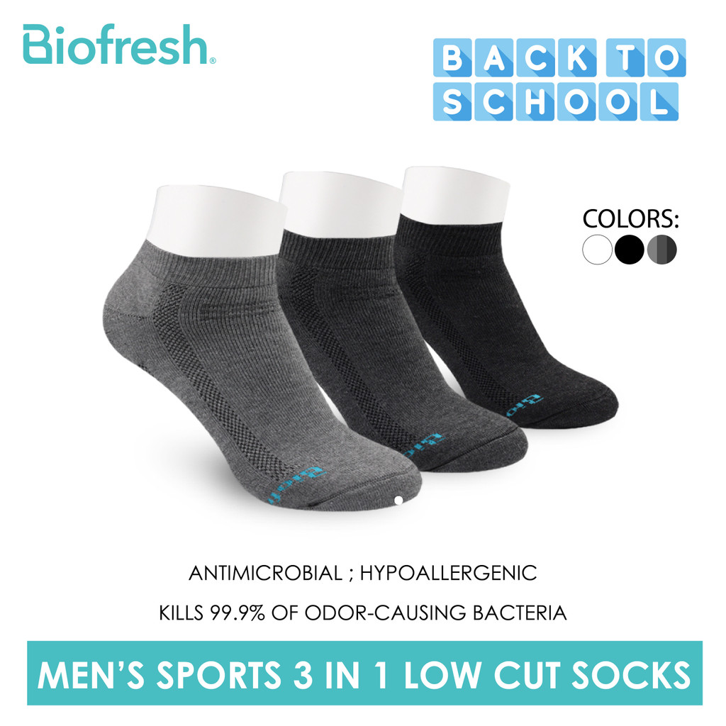 Biofresh Men’s Antimicrobial Odor Free Cotton Ankle Thick Sports Socks ...
