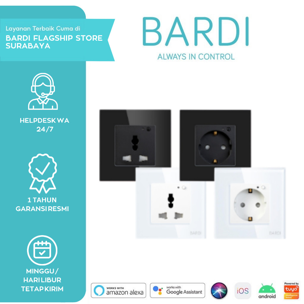 BARDI Wall Socket UNI / EU Smart White / Black (Black) Smart Wall Plug ...