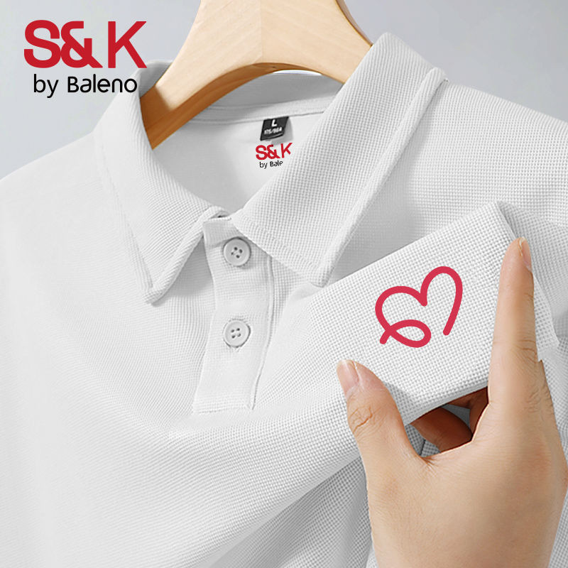 Baleno/Baleno S&K Series Love Heart Waffle Short Sleeve Polo Shirt Men ...