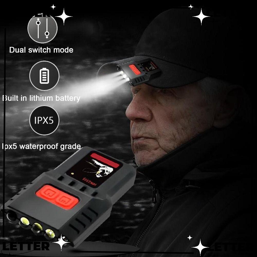 LETTER Head Lamp, ABS Clip on Hat Cap Light, Durable 6LED Rechargeable ...