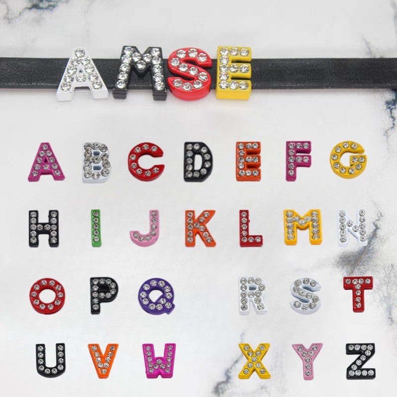 8mm Slide Letters Charms Alphabet 1pcs Alloy Rhinestone Fit DIY ...
