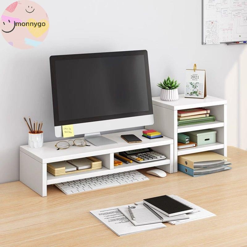 monnygo Computer Monitor Stand Riser With Drawers, Universal Wooden ...