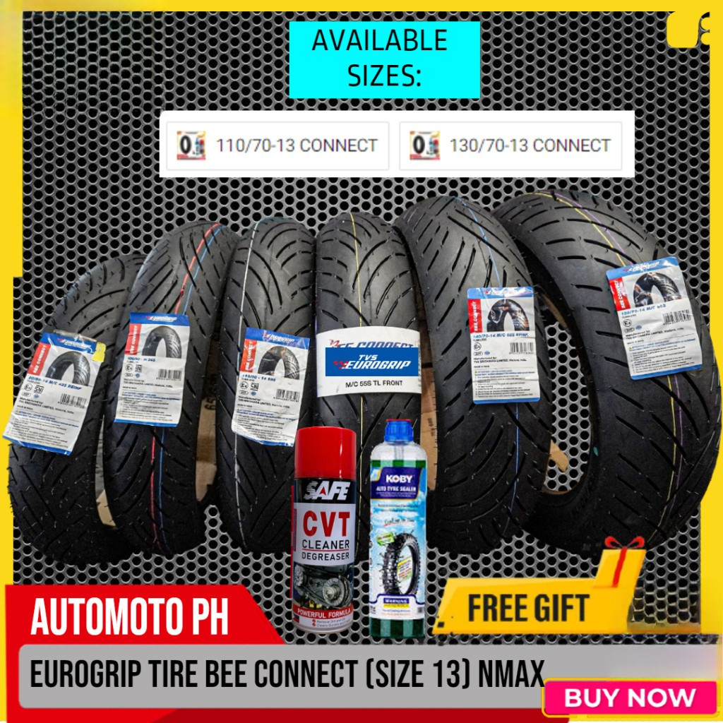 EUROGRIP TIRES [SIZE 13] for NMAX BEE CONNECT Tubeless Motorcycle Tire ...