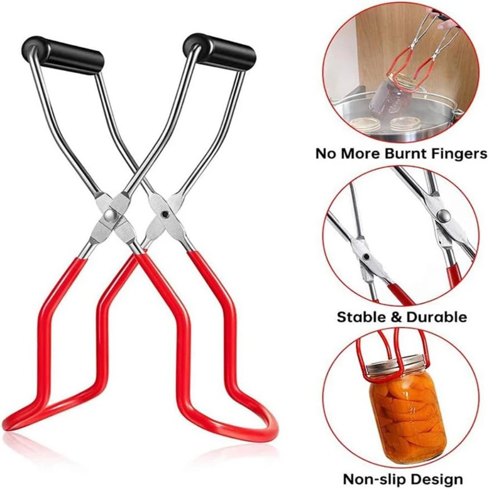 Canning Jar Lifter with Grip Handle Can Lifter Stainless Steel Non-slip ...