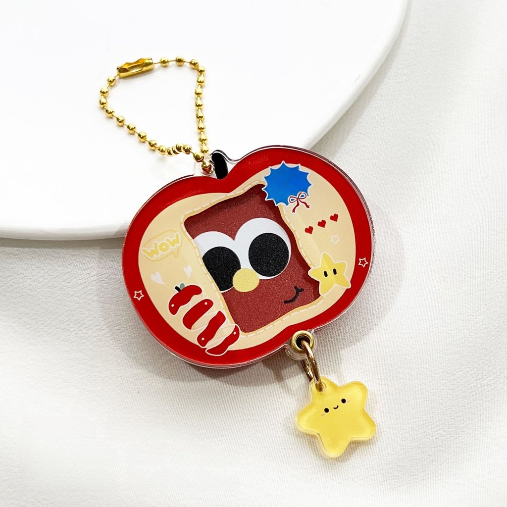 Personal Cartoon Keychain Compact Hanging Pendant Checkered Apple Core ...