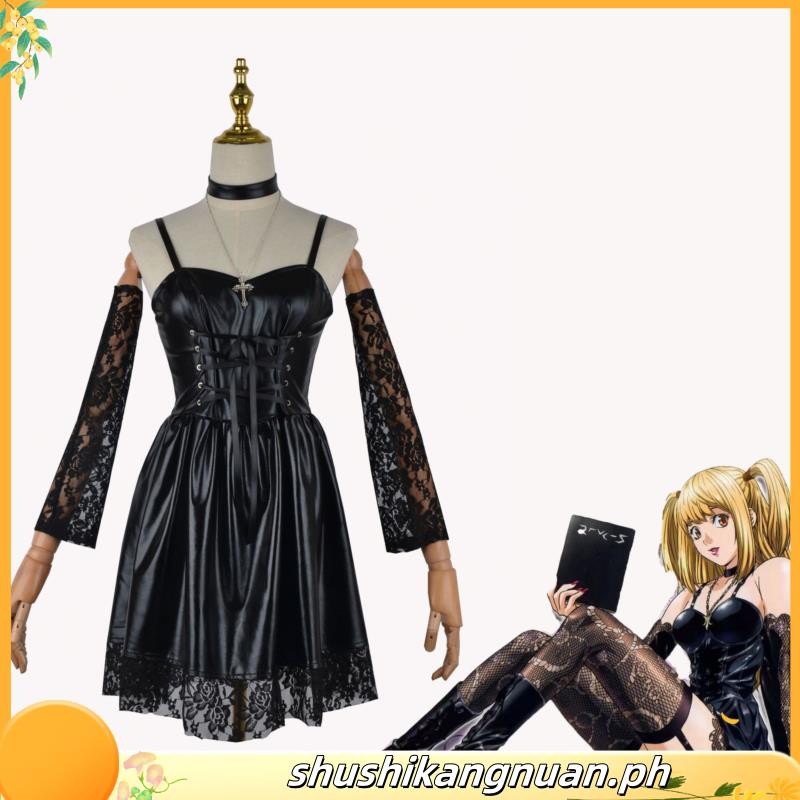 Death Note Cosplay Costume Misa Amane Imitation Leather Sexy Dress ...