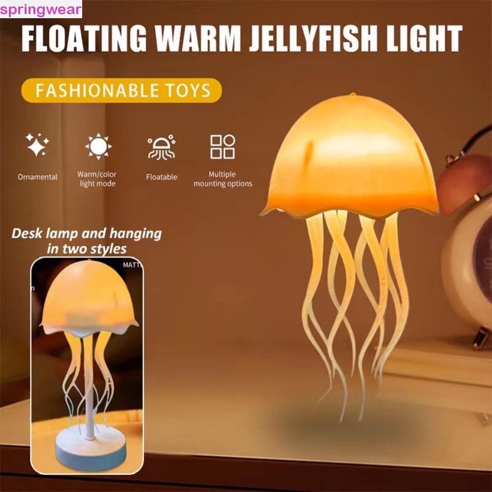 SPRINGWEAR 3D Floating Jellyfish Lamp, Warm/RGB Light Adjustable ...