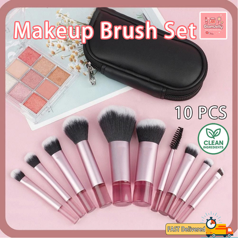 10PCS Mini Makeup Brush Set Portable Crystal Handle With Storage Bag ...