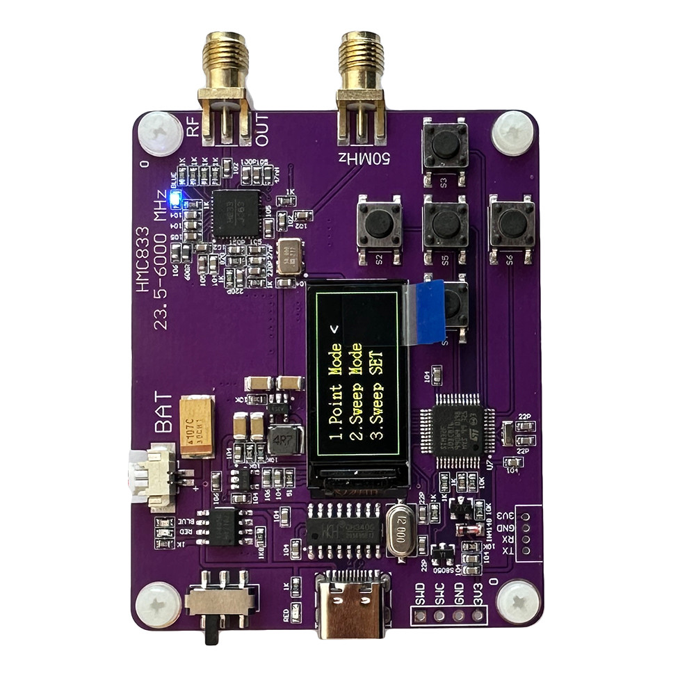 6ghz Hmc833 Rf Signal Generator 23 5mhz 6000mhz Type C Generator Module 0 96inch Oled Screen