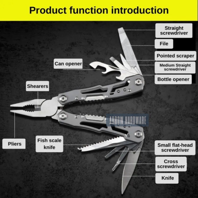 Folding Multi Tools Pliers with Knife Compact Stainless Steel Outdoor Camping Survival Tool ...