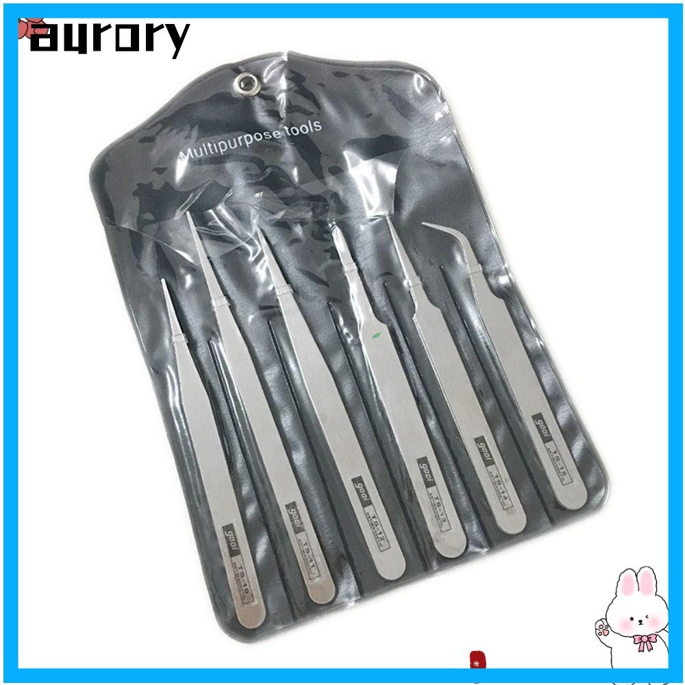 AURORY Precision Tweezers, Stainless Steel Bent Tip Industrial Tweezers ...