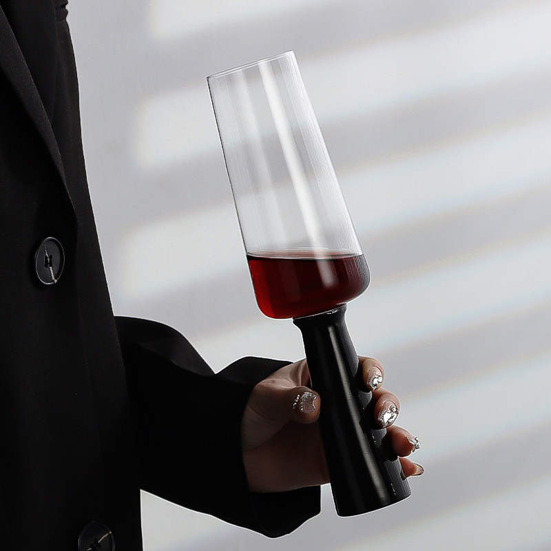Black Column Rod Wine Glass Red Wine Glass Crystal Glass Burgundy Glass ...
