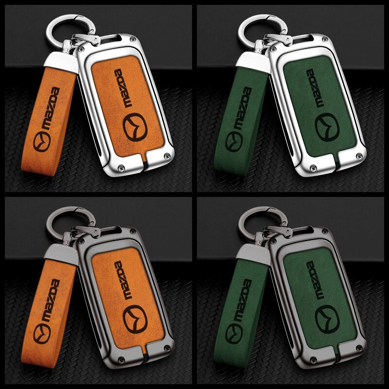 Zinc Alloy Leather Car Key Case Cover Fob Keychain For Mazda 2 3 5 6 ...