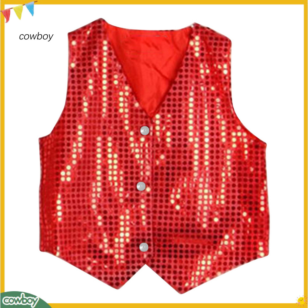 cowboy| Boys Girls Sequined Vest Waistcoat Hip-hop Dance Party Street ...