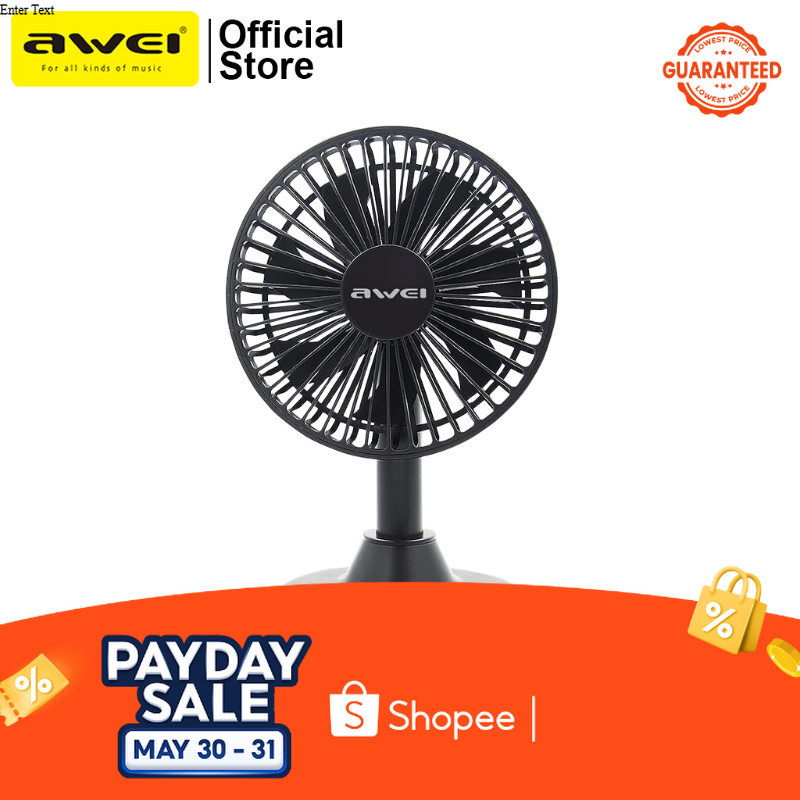 Awei F29 4W Output Mini Portable USB Rechargeable Desk Stand Fan with 3 ...