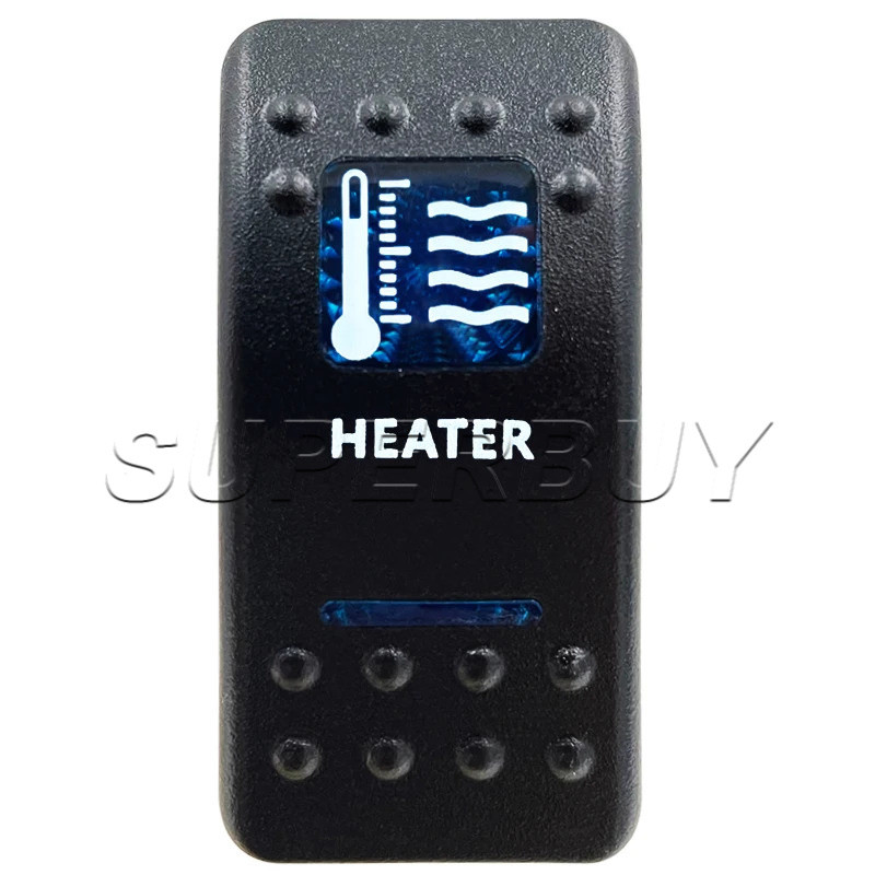 HEATER 5Pin 12V 20A Blue LED Waterproof Car Switch Bar ARB Push Rocker ...
