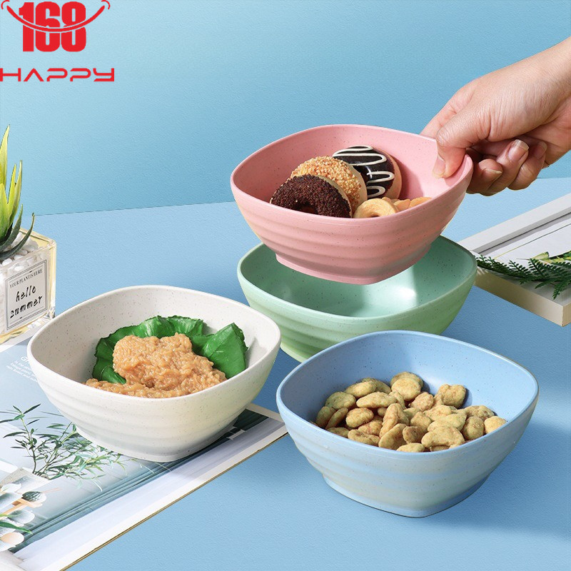 School student special plastic square bowl rice bowl anti-fall wheat ...