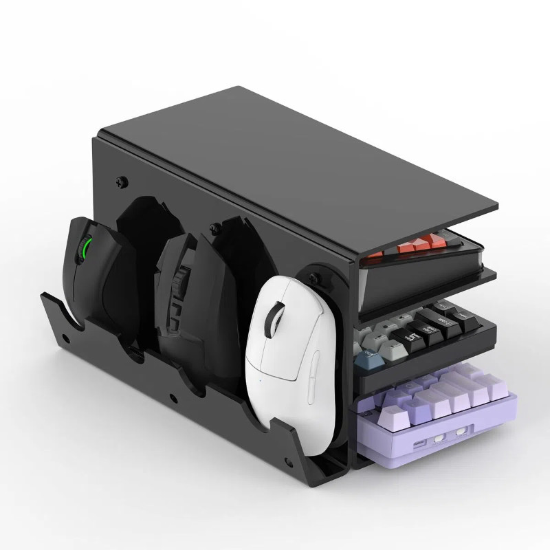Black 3-Layer Mouse Keyboard Storage Rack Desktop Keyboard Heightening ...