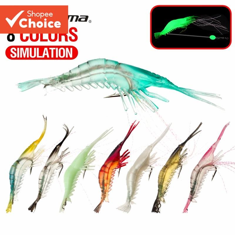 1Pcs 8.5cm 6g Shrimp Lure Luminous Artificial Lures 8 Colors Shrimp Bait Sharp Hook Soft Plastic ...
