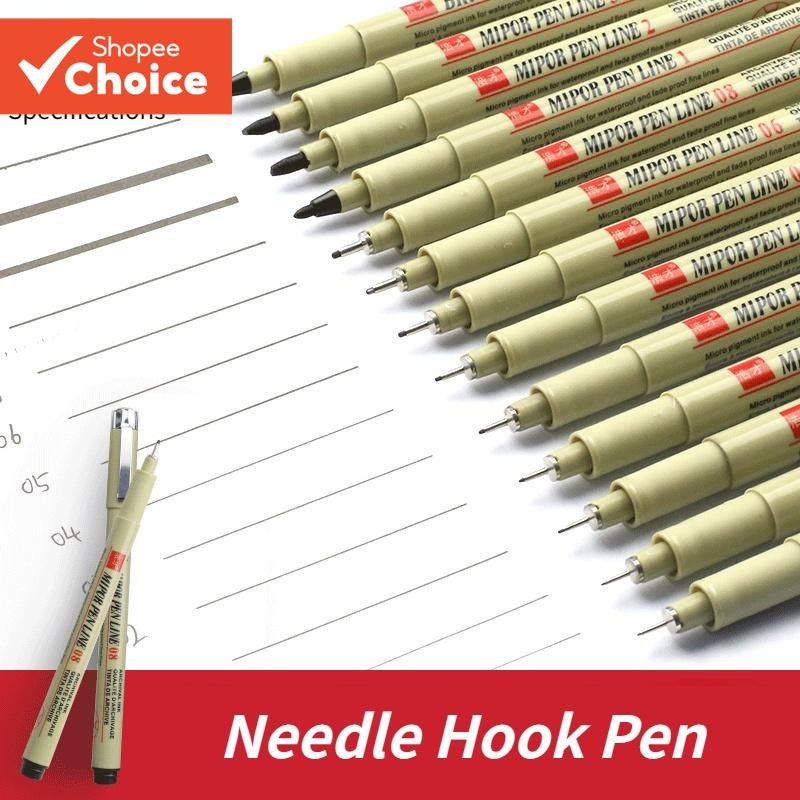 12PCS/SET Needle Pen Waterproof Hand-painted Hook Line Pen Stroke ...