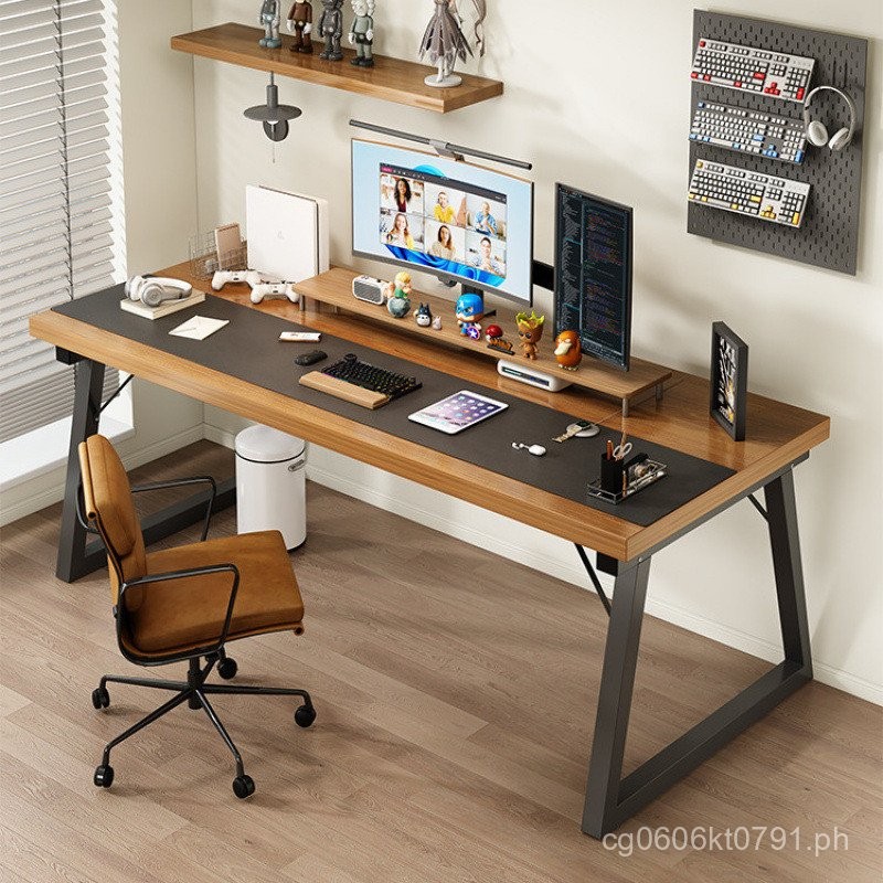 Rectangular Solid Wood Desktop Table Double Gaming Desk Office Desk ...