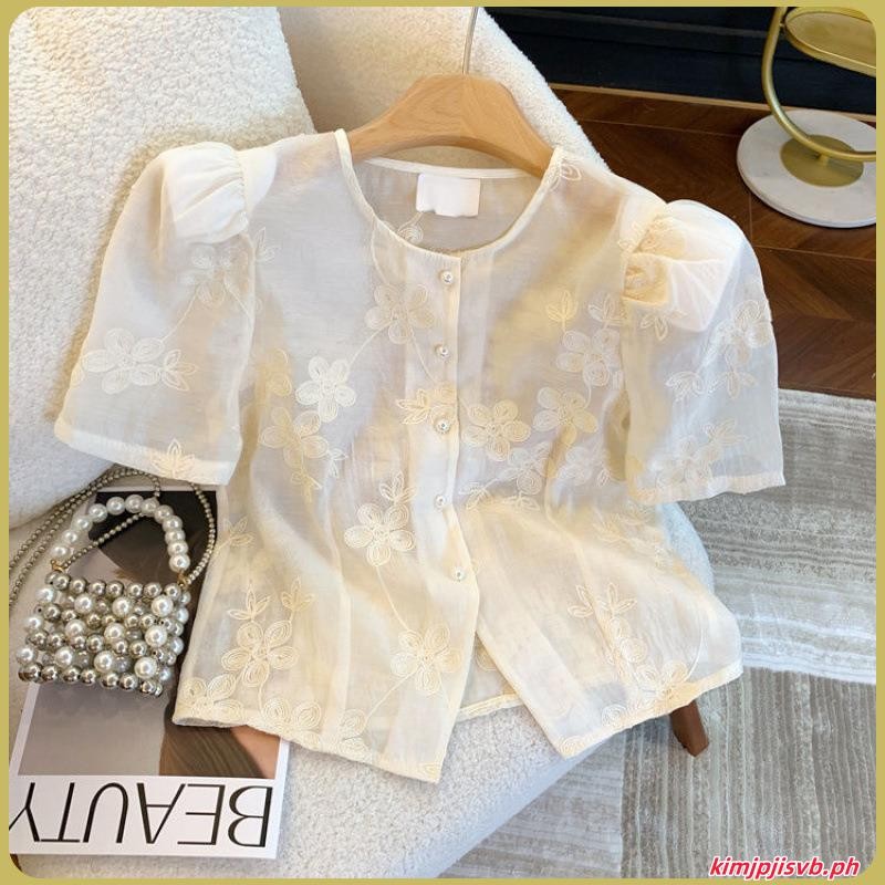 Ready stock Modern Filipiniana Barong Blouse Ladies Puff Sleeves ...