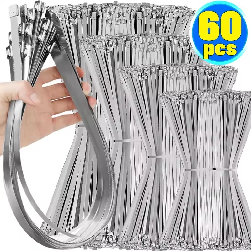 20-80Pcs Stainless Steel Cable Ties / Self Locking Metal Zip Ties ...